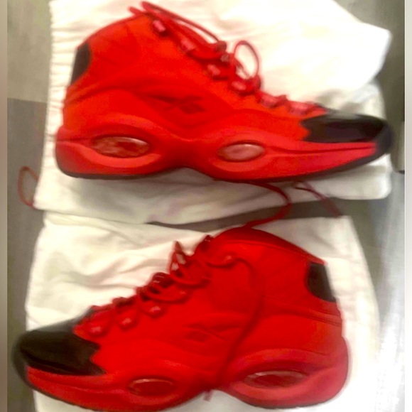 Reebok | Shoes | Reebok Question Mid Heart Over Hype Scarlet Black Toe ...
